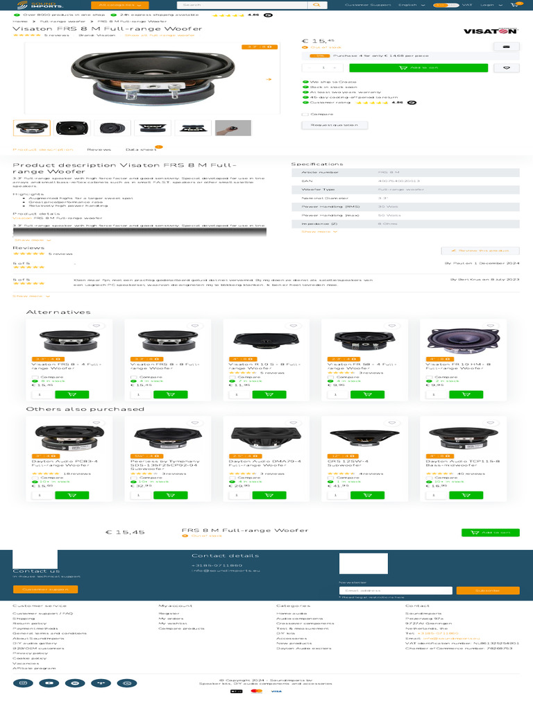 Order Visaton FRS 8 M Full-range Woofer - SoundImports | PDF | Electrical Engineering | Electronics