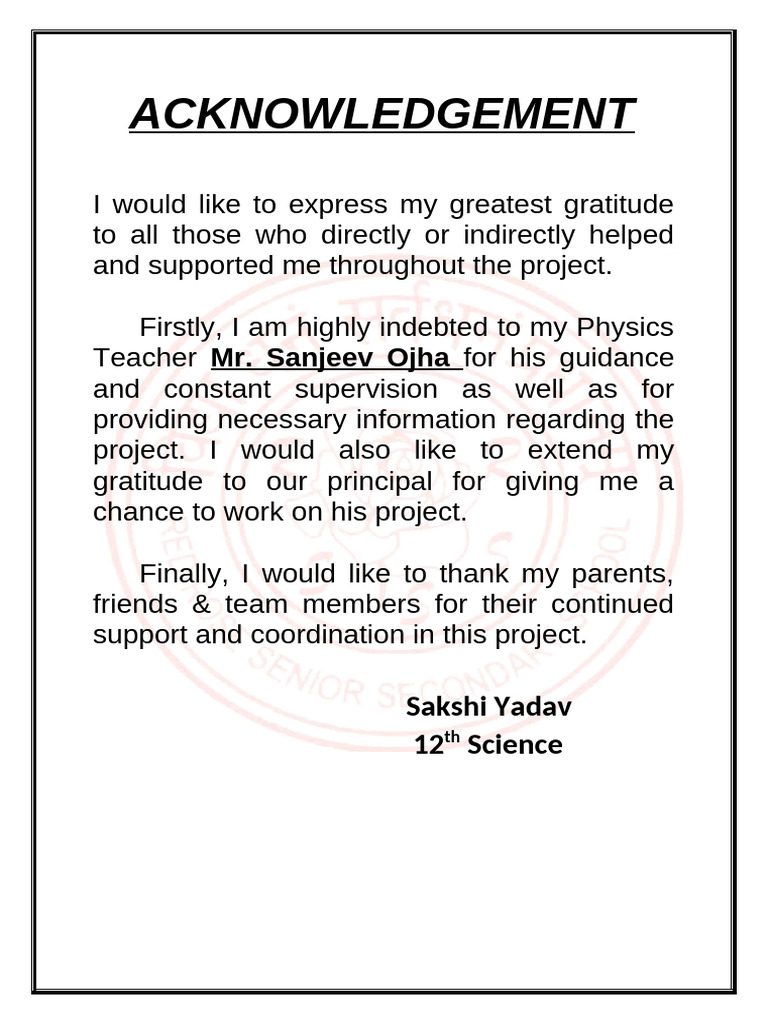 Acknowledgement-1 | PDF