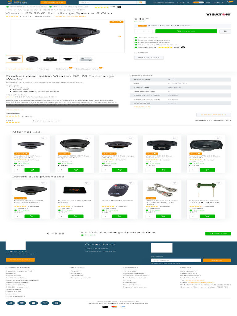 Order Visaton BG 20 Full-Range Woofer - SoundImports | PDF | Sound Technology | Audio Engineering