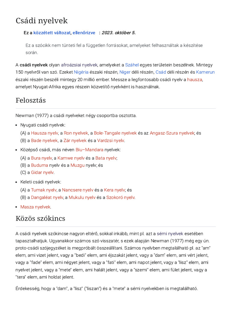 Csádi Nyelvek | PDF