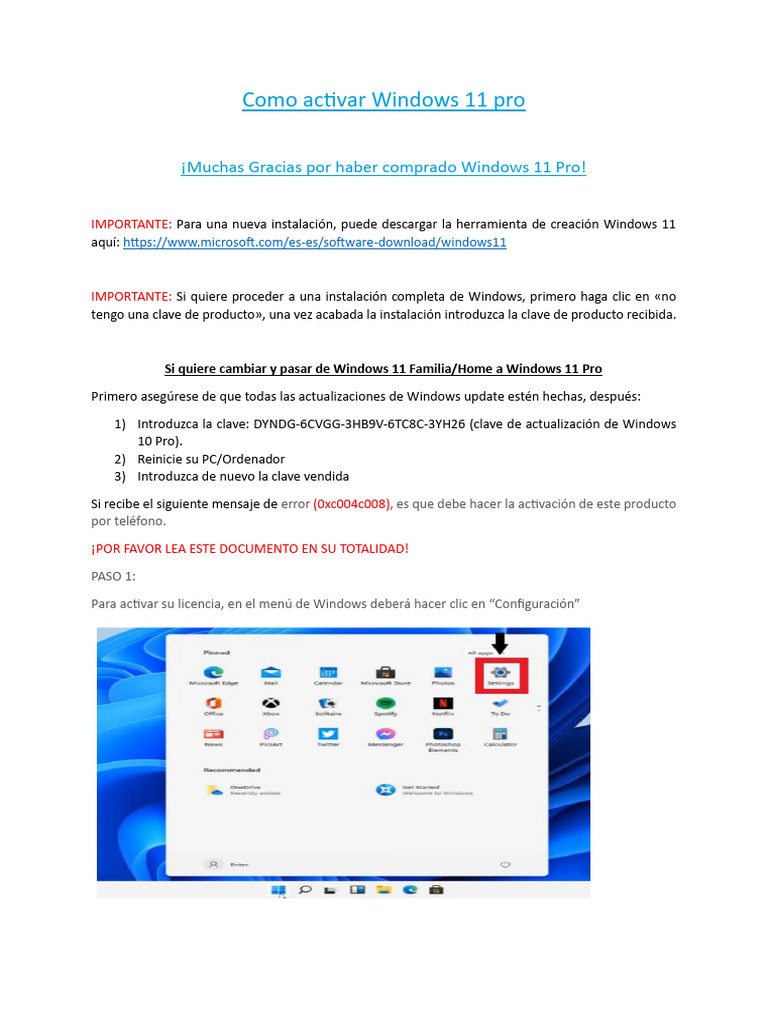 Como Activar Windows 11 Pro (Windows PRO 11) | PDF | Microsoft Windows | Informática
