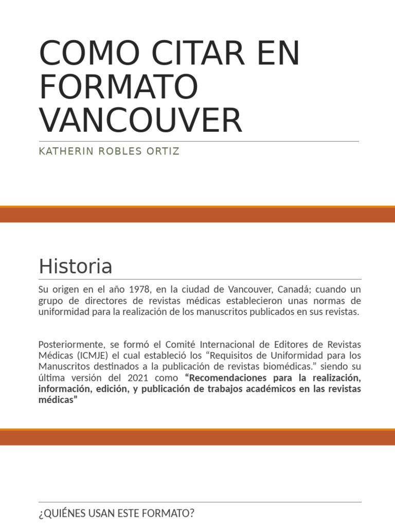 Como Citar en Formato Vancouver | PDF | Parto | Citación