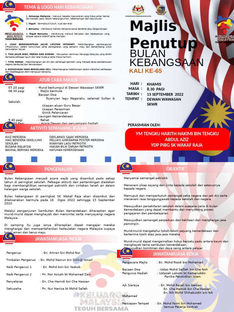Buku Program Majlis Penutup Bulan Kebangsaan 2022 | PDF