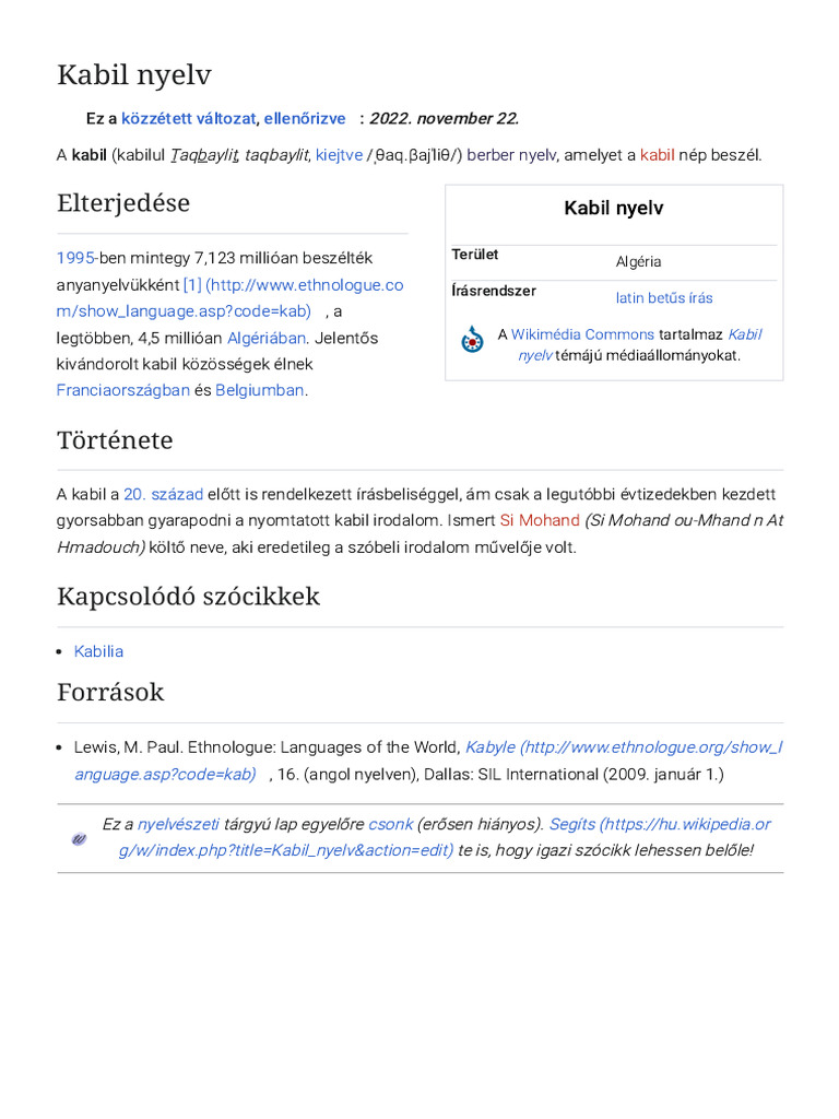 Kabil Nyelv | PDF