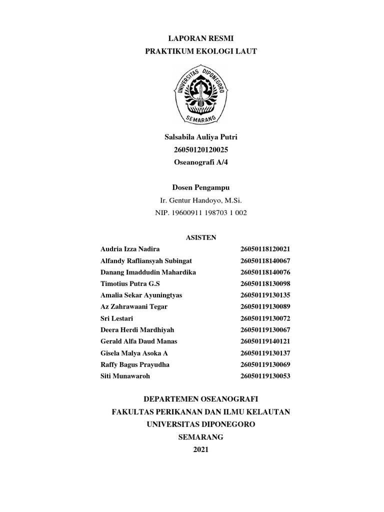 Laporan_Resmi_Praktikum_Ekologi_Laut_Eko | PDF