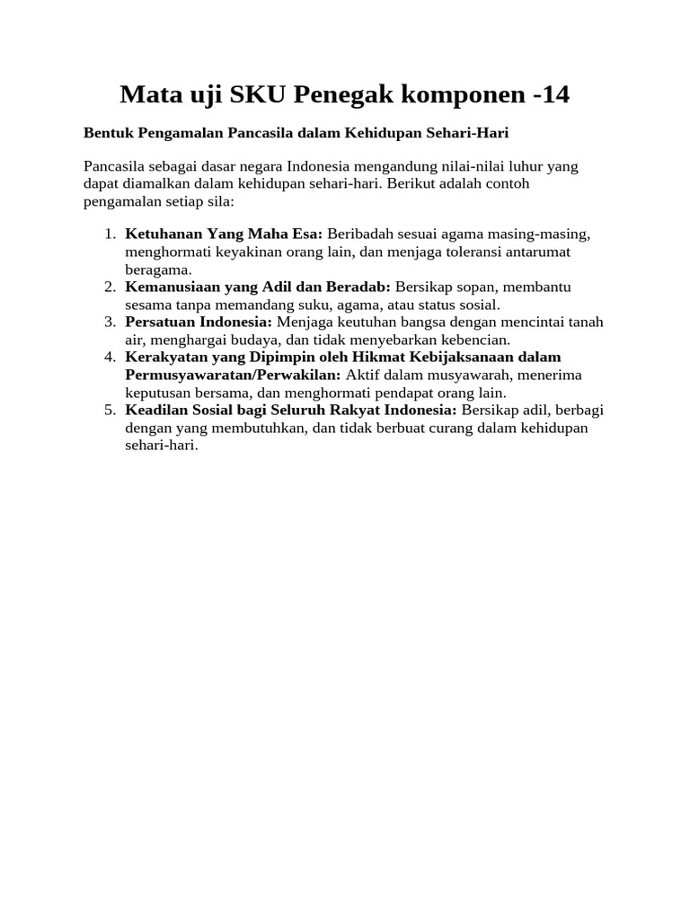 Mata Uji SKU Penegak Komponen 14 | PDF