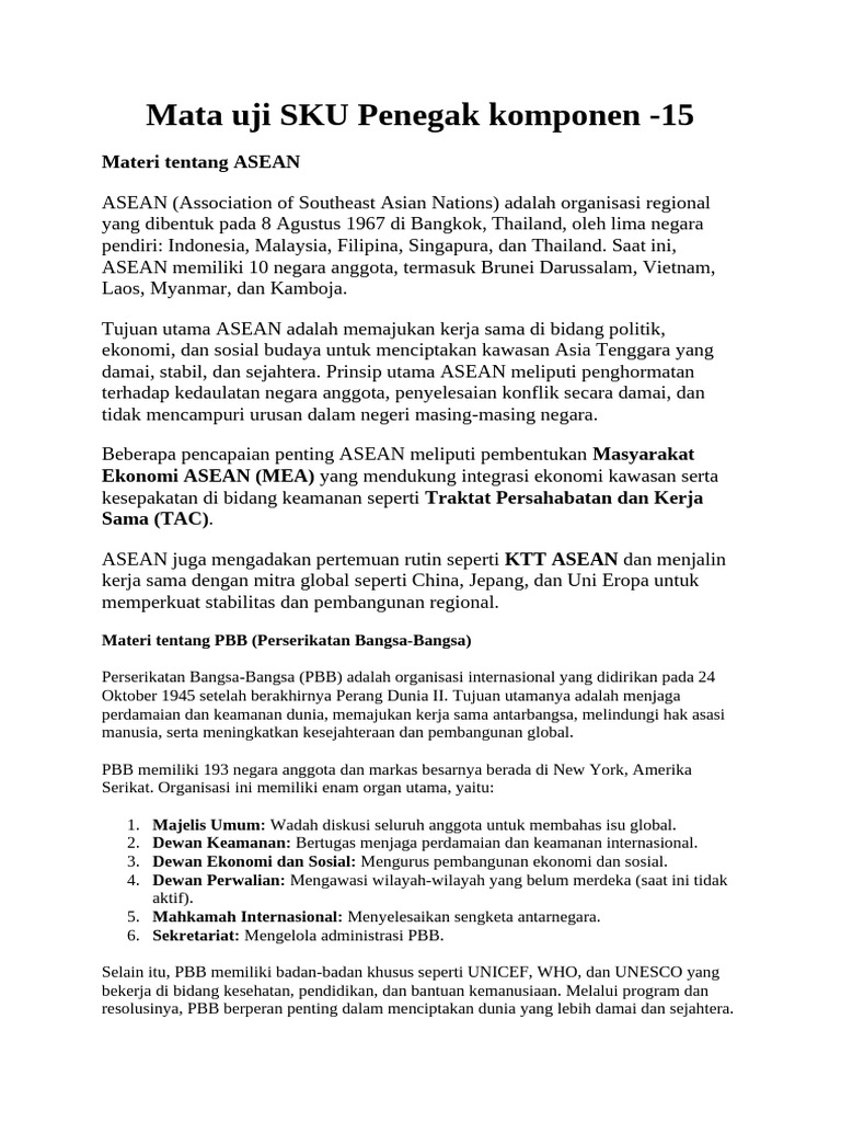 Mata Uji SKU Penegak Komponen 15 | PDF