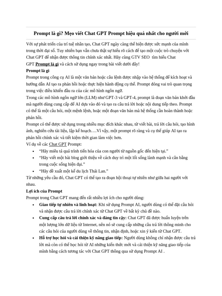 Cach viet Prompt ChatGPT hiệu quả | PDF