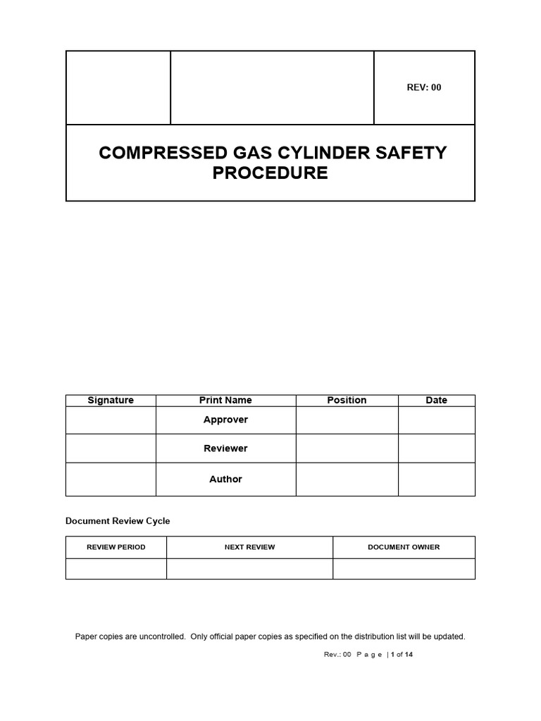 Compressed Gas Cylinder Safety Procedure | PDF | Occupational Safety ...