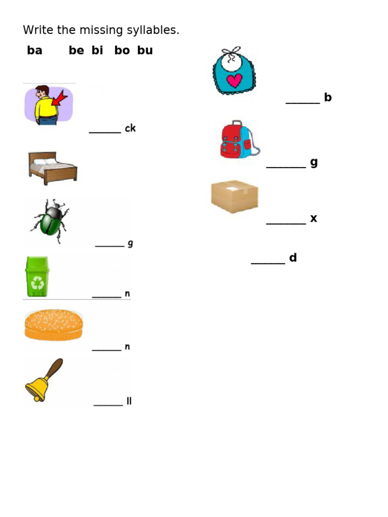 Ba Be Bi Bo Bu Syllables | PDF