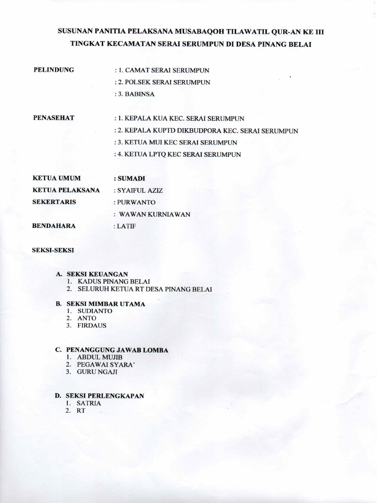 Panitia MTQ | PDF