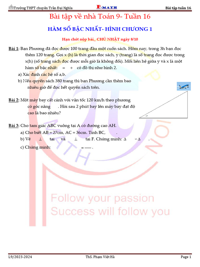 Toán 9 - BTVN tuần 16 2023 | PDF