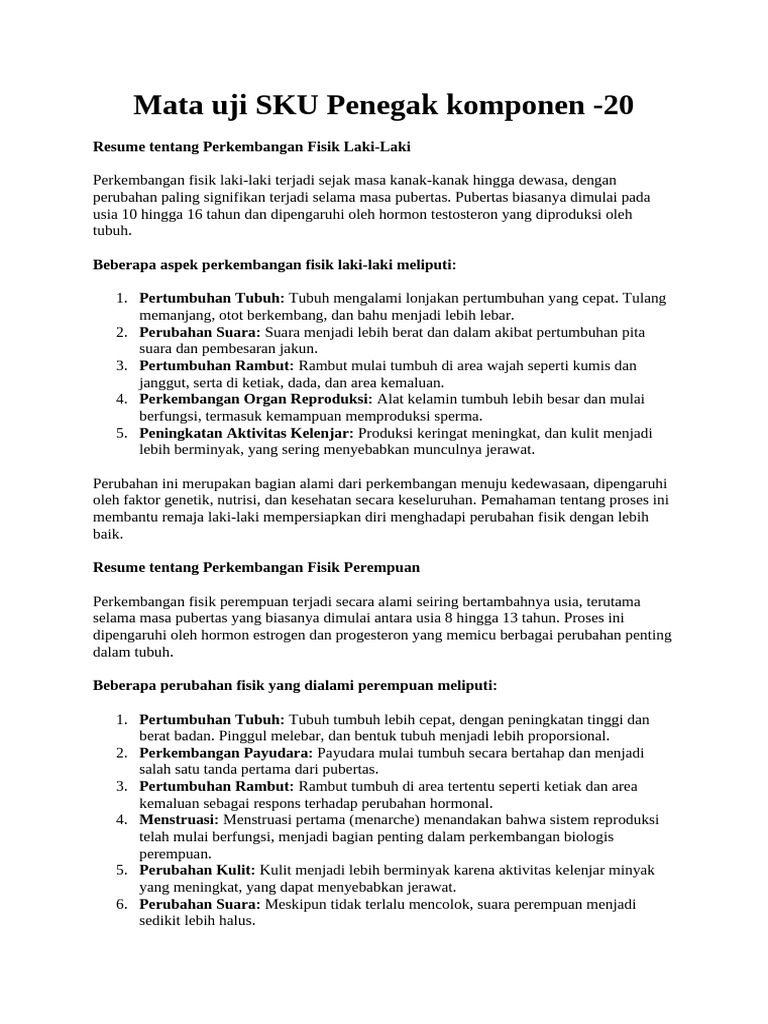 Mata uji SKU Penegak komponen 20 | PDF