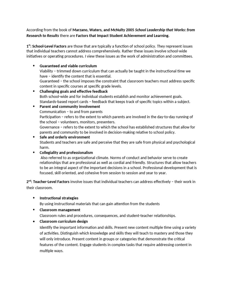 factors (1) | PDF | Teachers | Learning