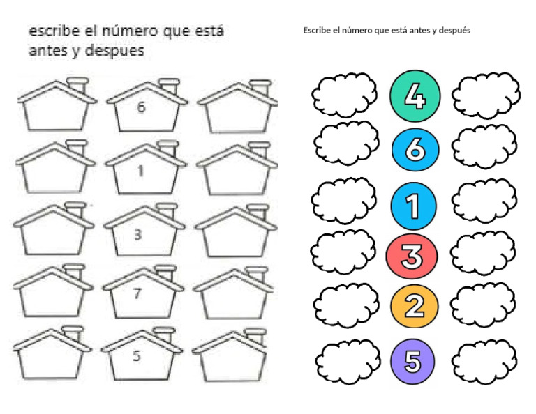 Escribe el número que está antes y después | PDF