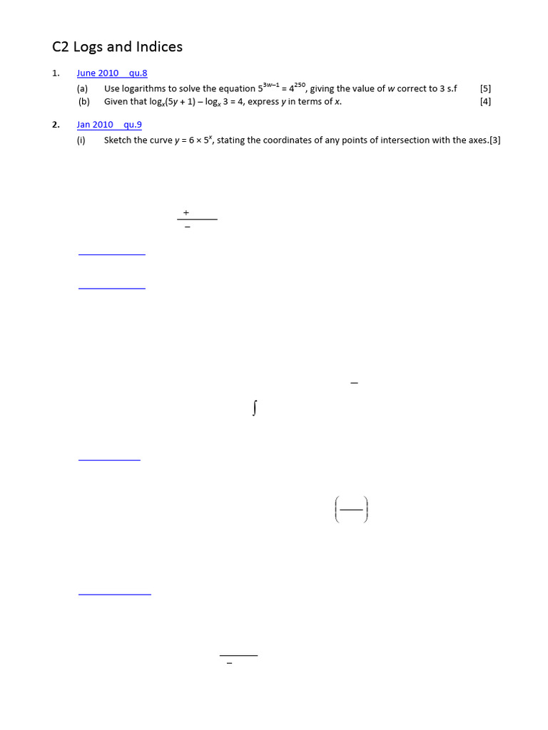 C2 Logs and Indices | PDF | Equations | Mathematical Concepts