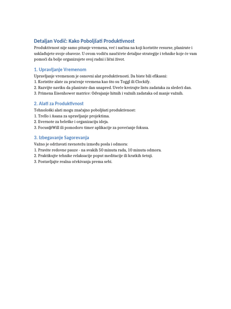 Detaljan Vodic Produktivnost | PDF