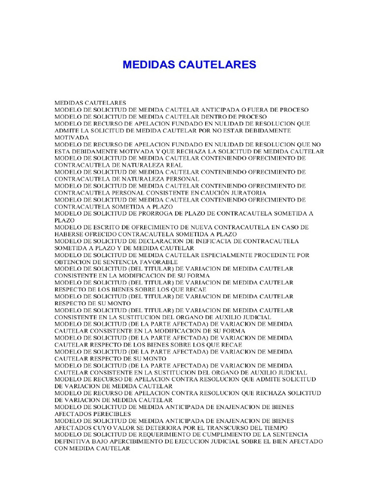 Modelos de Medidas Cautelares | PDF