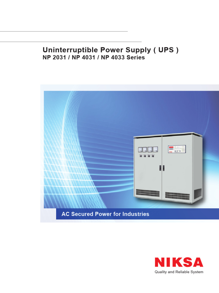 NIKSA AC UPS Catalogue | PDF | Power Supply | Alternating Current