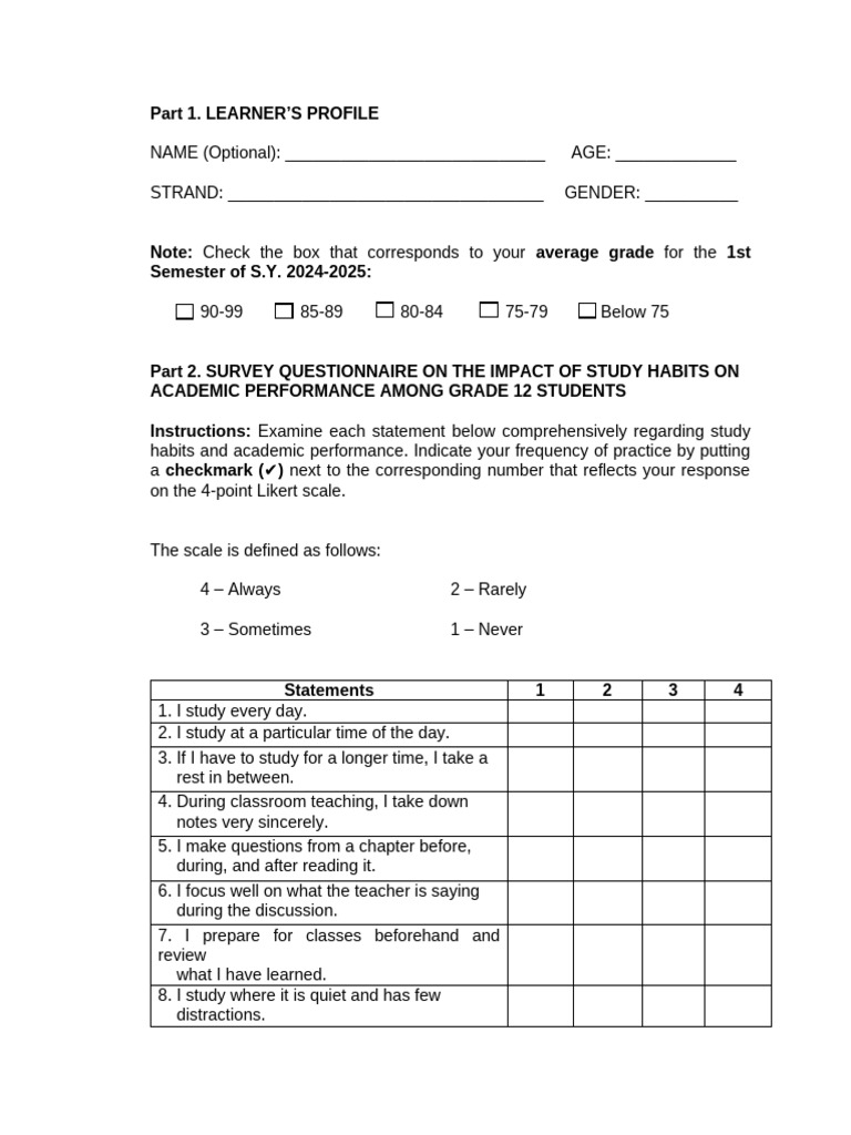 Group 6 Questionnaire Final (1) | PDF | Education Theory | Human Communication
