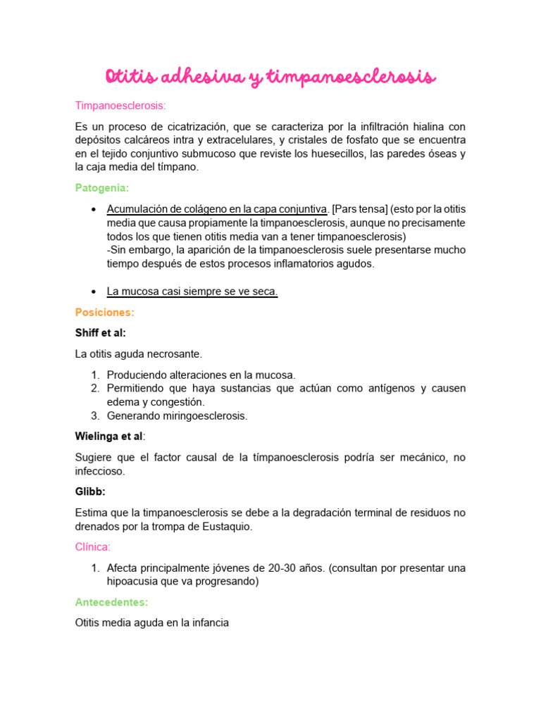 Otitis Adhesiva y Timpanoesclerosis | PDF | Oído | Enfermedades y ...