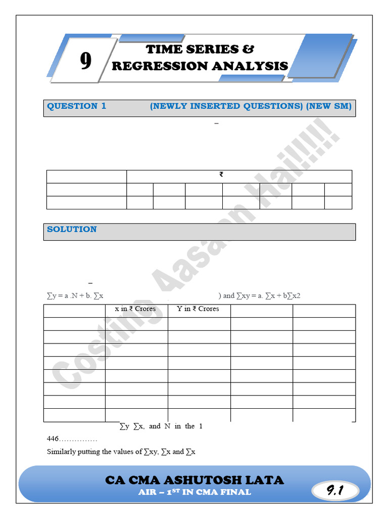 9 Time Series And Regression Analysis Pdf Linear Regression