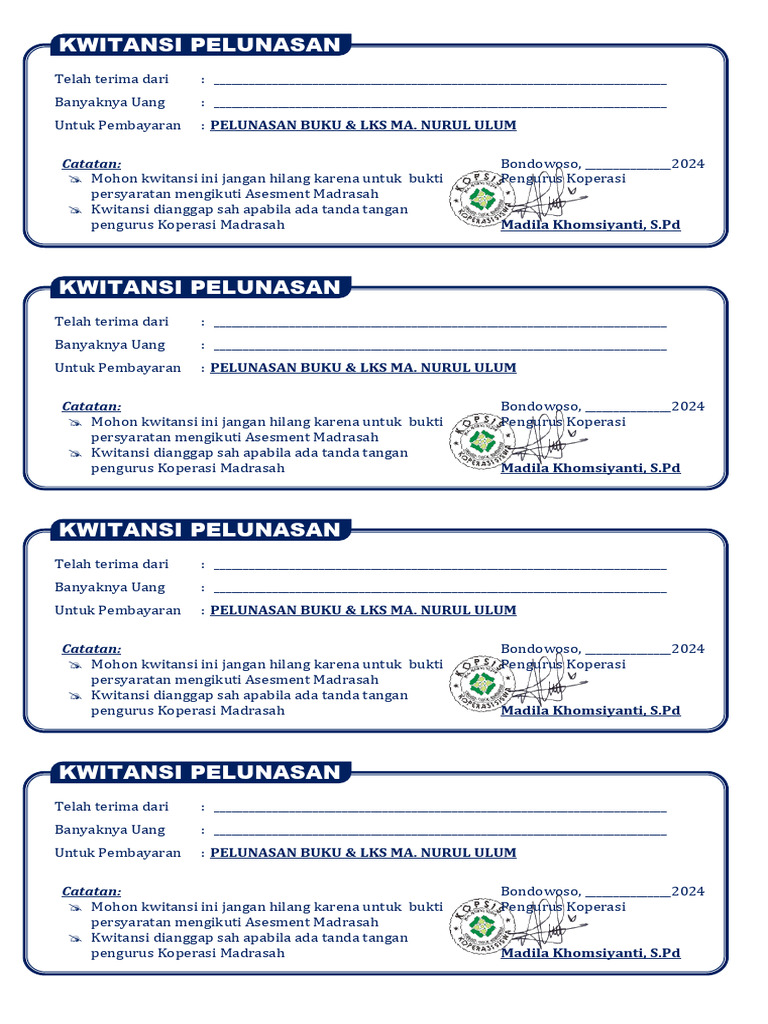 Kwitansi Pelunasan | PDF
