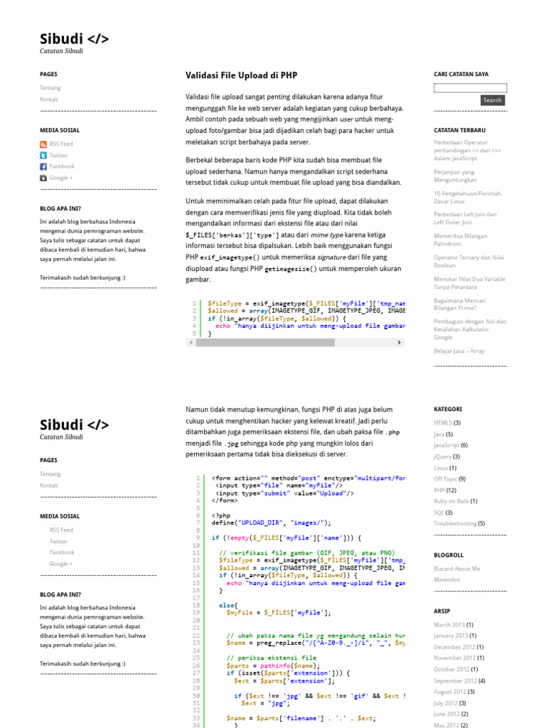 Validasi File Upload Di PHP - Sibudi | PDF