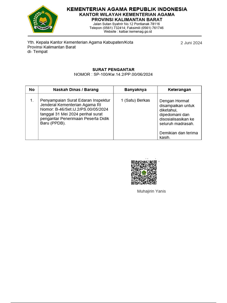 Surat Pengantar PPDB | PDF
