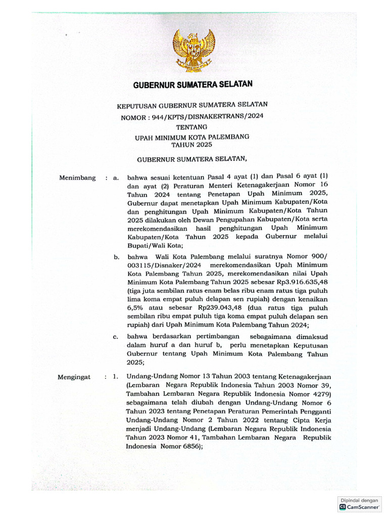 SK Umk Palembang 2025 | PDF