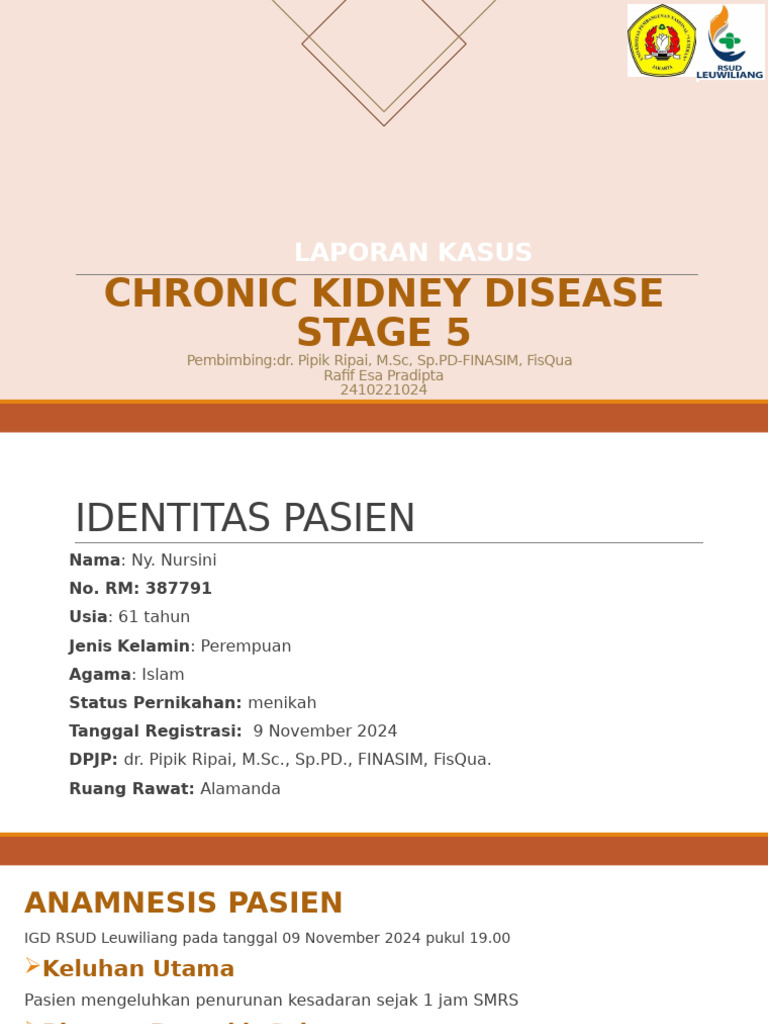 Laporan Kasus IPD - Rafif Esa Pradipta - Chronic Kidney Disease | PDF
