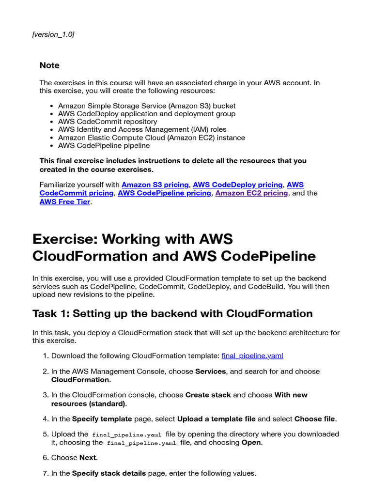 Exercise 3 - AWS CloudFormation | PDF | Amazon Web Services | Computing