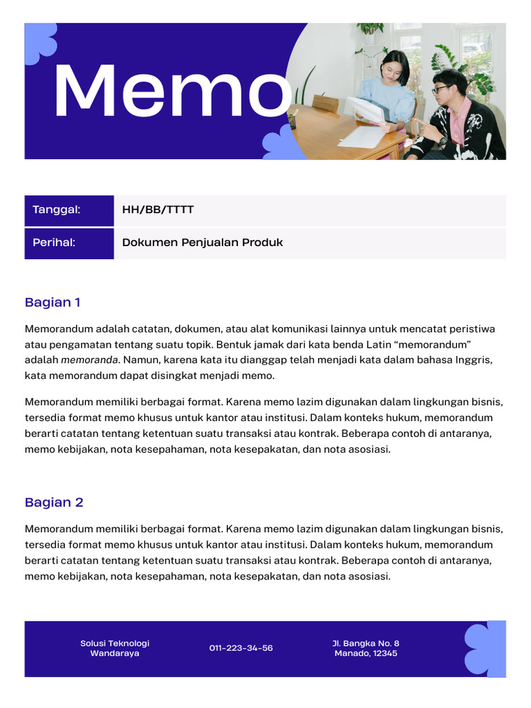 Pengertian dan Contoh Memo Internal | PDF