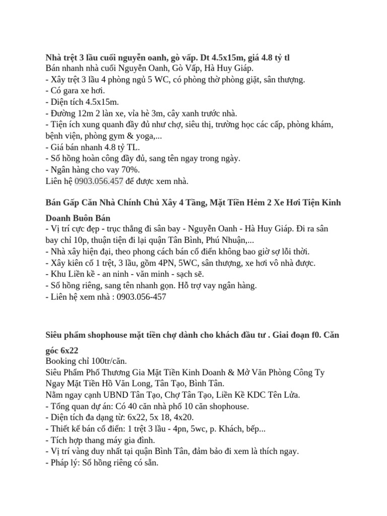 Nhà trệt 3 lầu cuối nguyễn oanh | PDF