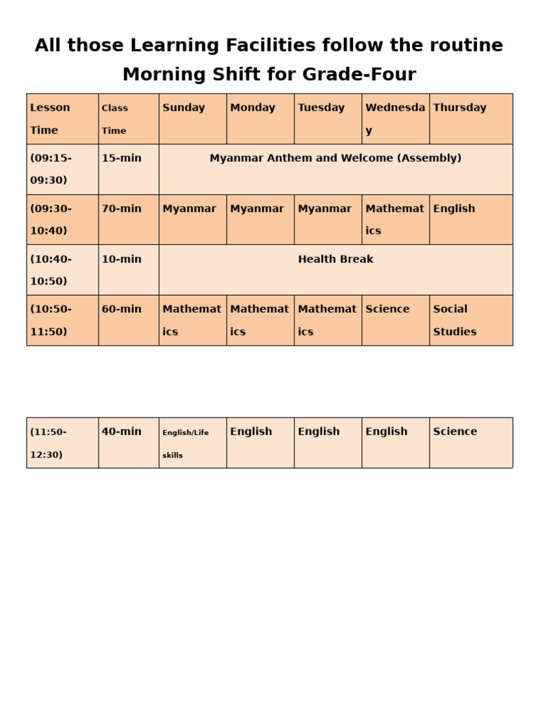 Class Routine Pdf
