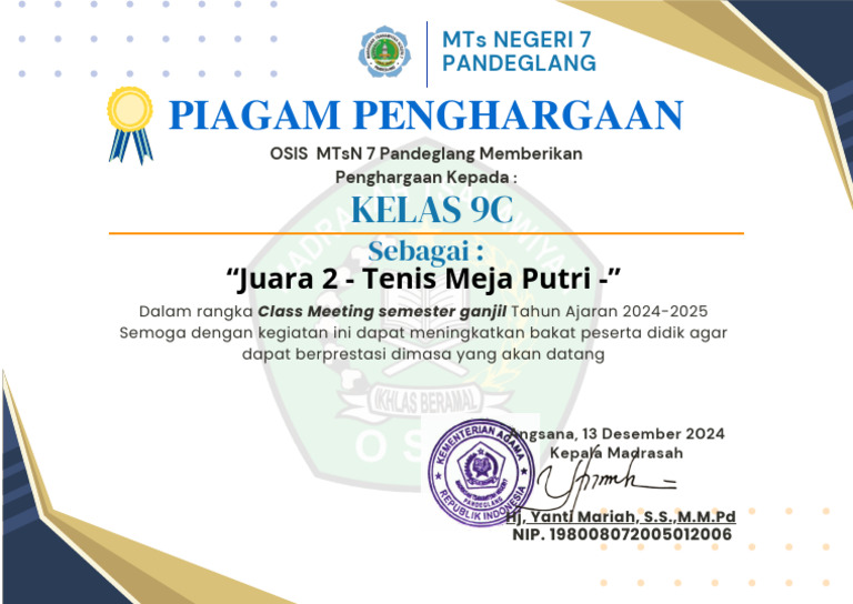 Biru Oranye Kreatif Piagam Penghargaan Sertifikat (20) | PDF