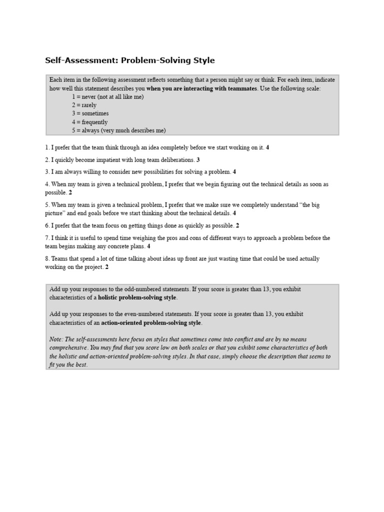 CH 7 Self Assessment Problem Solving | PDF