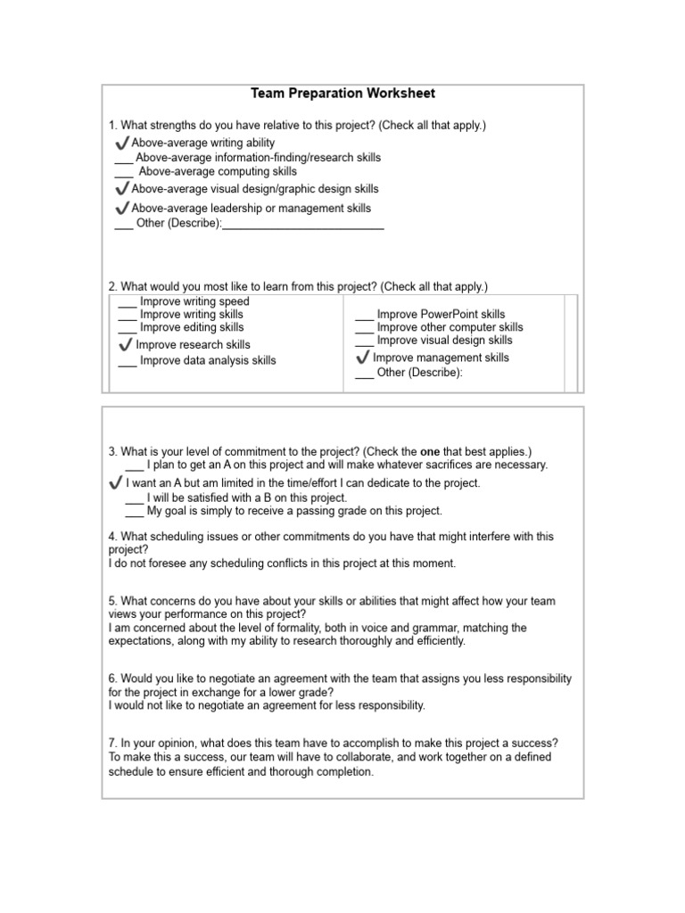 CH 3 Team Preparation Worksheet | PDF