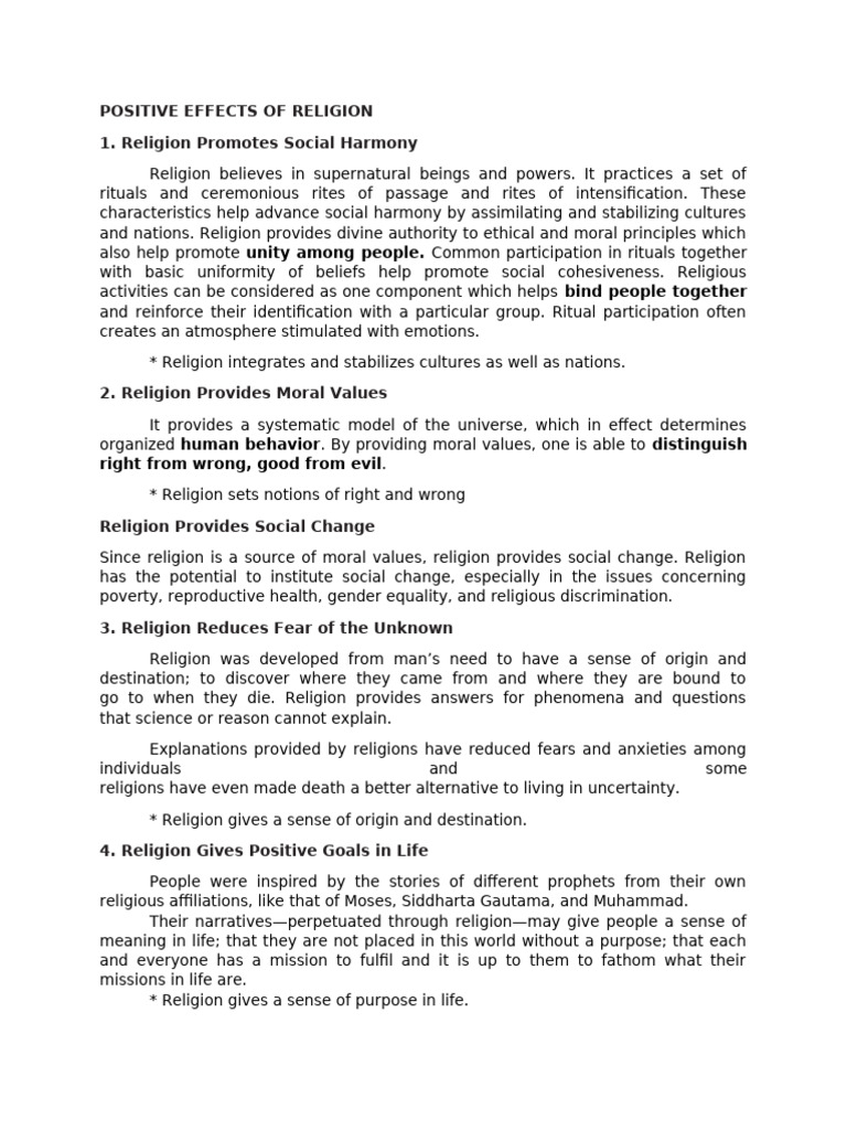 Positive and Negative Effects of Religion | PDF | Rituals | Morality