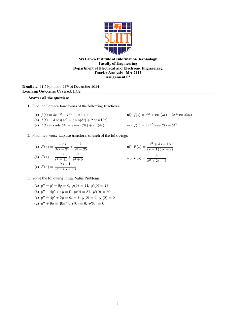 MA2112 Fourier Analysis Assingment02 | PDF