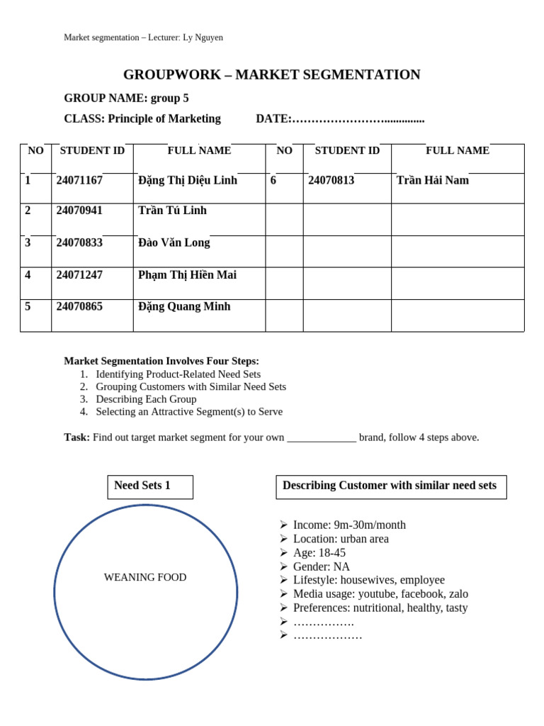 Practice Market Segmentation | PDF | Market Segmentation | Business Economics