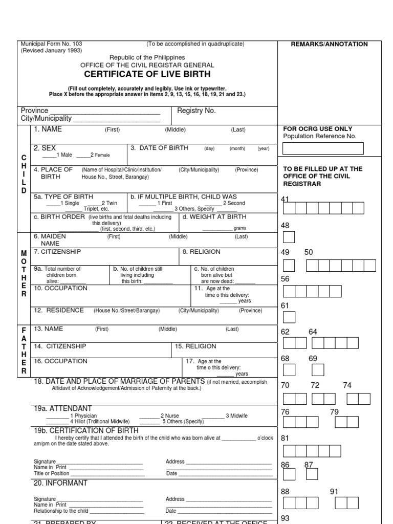 A (Certificate of Live Birth) | PDF | Multiple Births | Affidavit