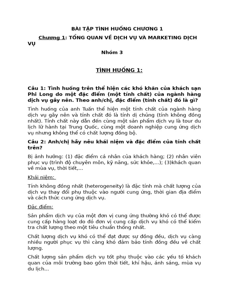 Bài tập tình huống MK Dịch vụ | PDF