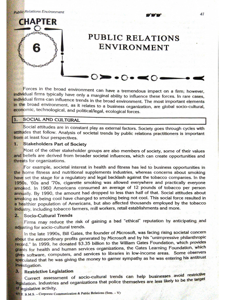 Unit II - Chapter 6 - Public Relations Environment | PDF
