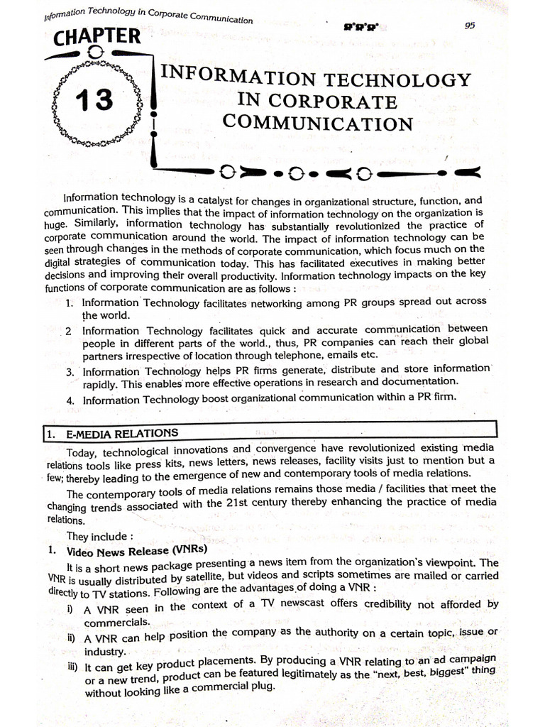 Unit IV - Chapter 13 - Information Technology in Corporate Communication | PDF