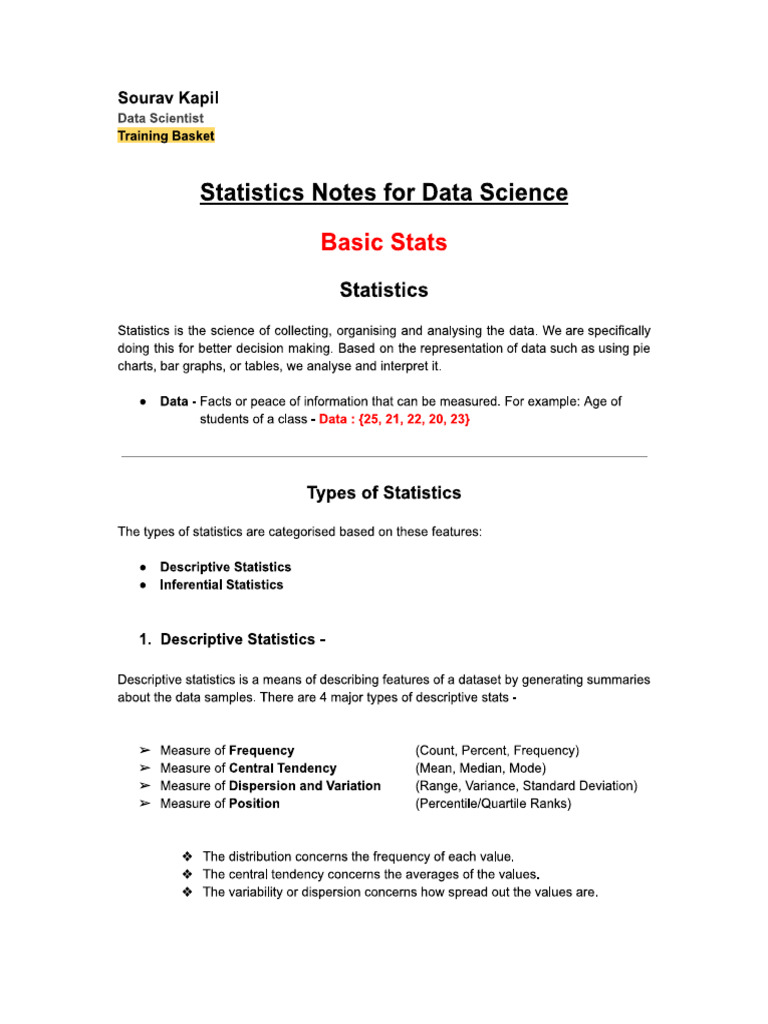 Complete Stats Notes | PDF