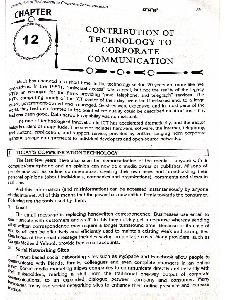 Unit IV - Chapter 12 - Contribution of Technology To Corporate Communication | PDF