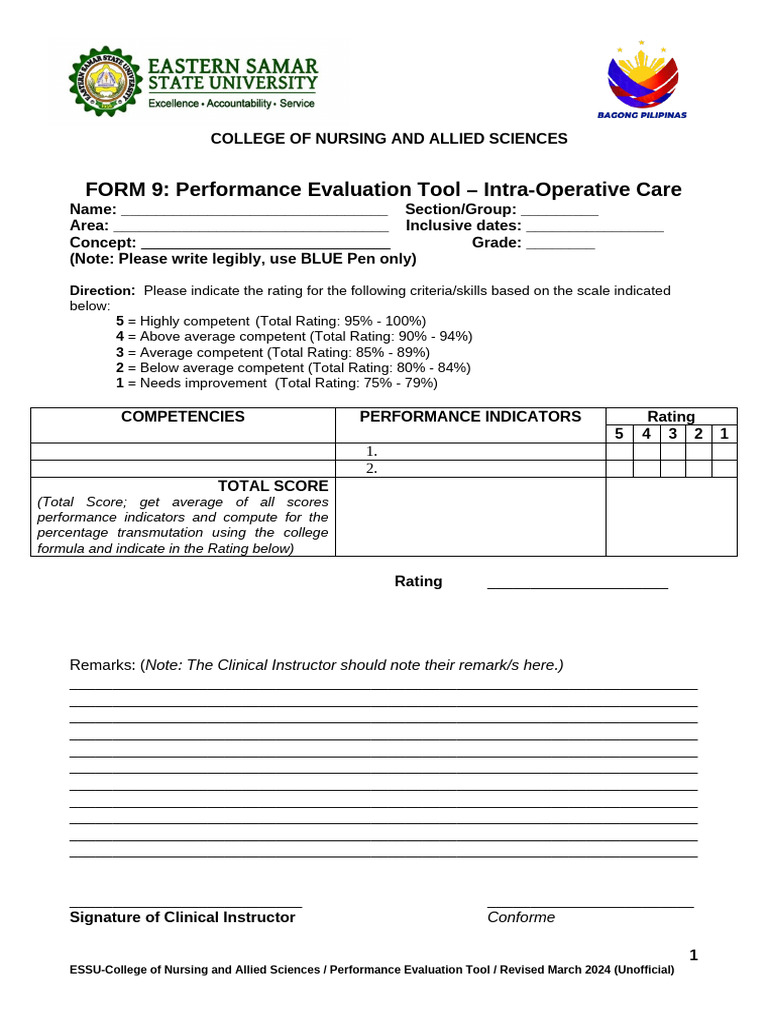 PET Form 10 Intra-Operative Care Competency | PDF | Health Care