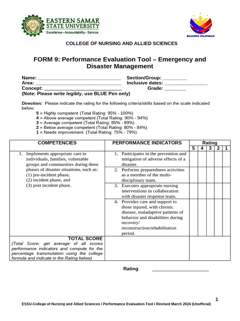 PET Form 9 Emergency and Disaster Management | PDF | Emergency ...