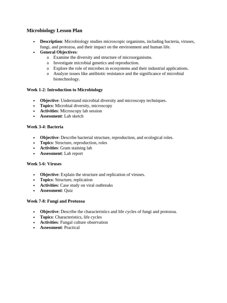 Microbiology Lesson Plan | PDF